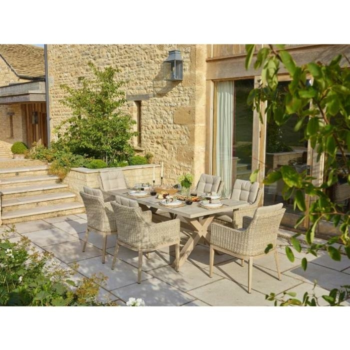 Bramblecrest Monterey Sandstone Ceramic Rectangle 6 Seat Dining set ...
